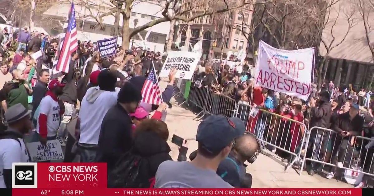 Protests form as former president Trump is arraigned in Manhattan - CBS ...