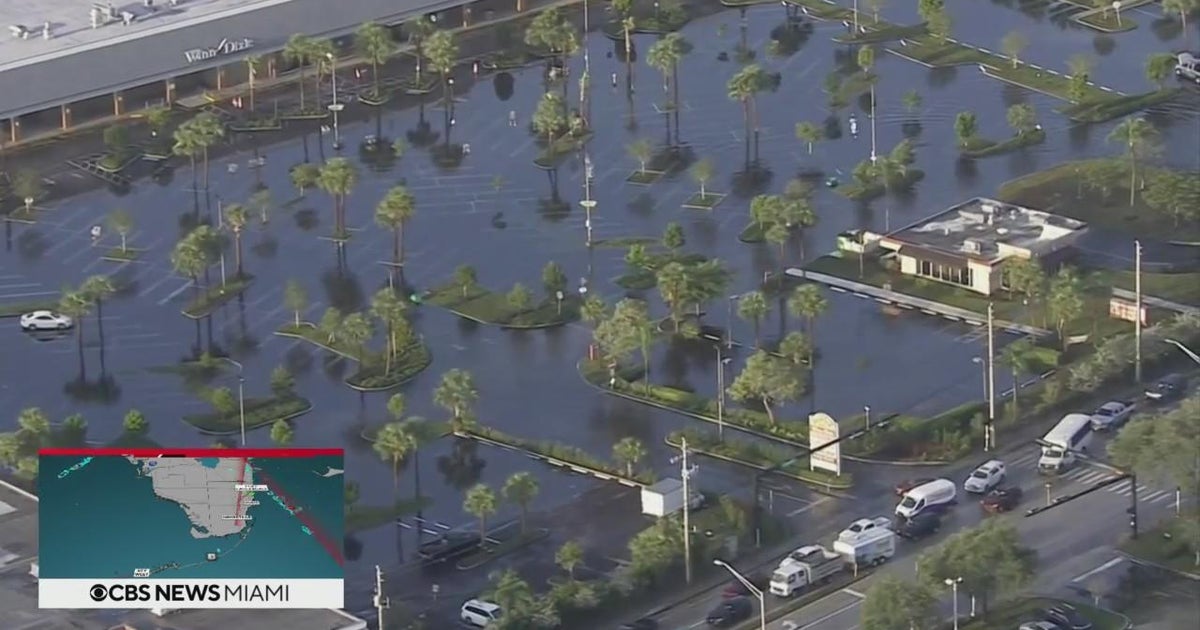 Aerial view of flooded Broward neighborhoods - CBS Miami