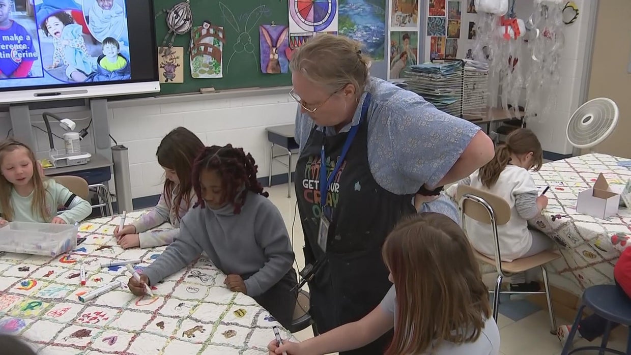 Kids in South Jersey art class drawing a "kindness quilt" - CBS ...