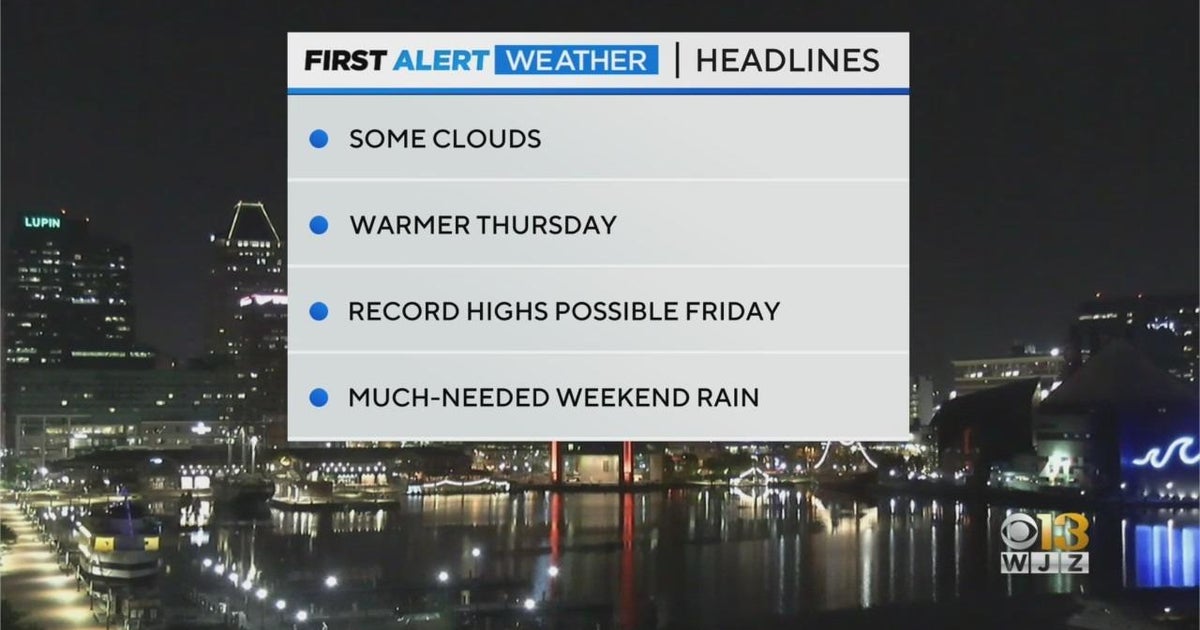 First Alert Forecast: Near record highs possible Friday - CBS Baltimore