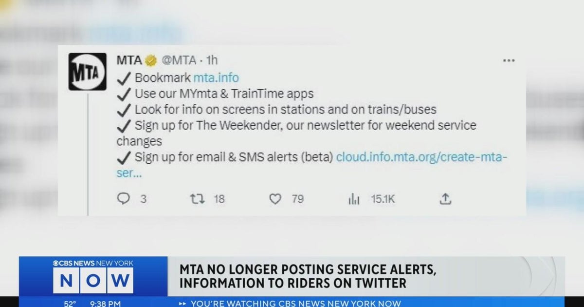 MTA no longer posting service alerts on Twitter - CBS New York