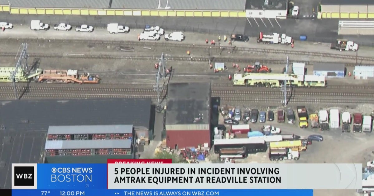 5 Amtrak workers hurt after trucks crash near Readville MBTA station in ...