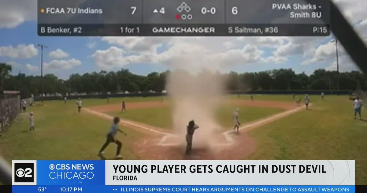 Young baseball player gets caught in dust devil - CBS Chicago