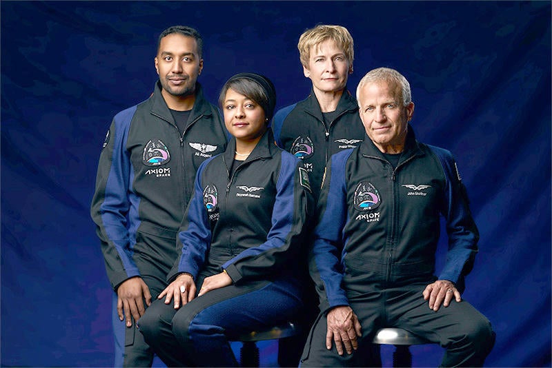 A retired astronaut, a wealthy adventurer and two Saudi astronauts set ...