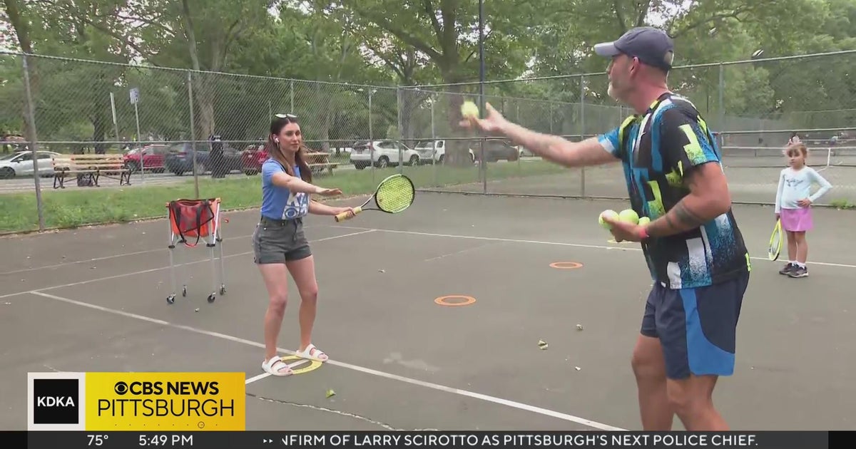 Mary Ours gets tennis lessons on 143 Day - CBS Pittsburgh