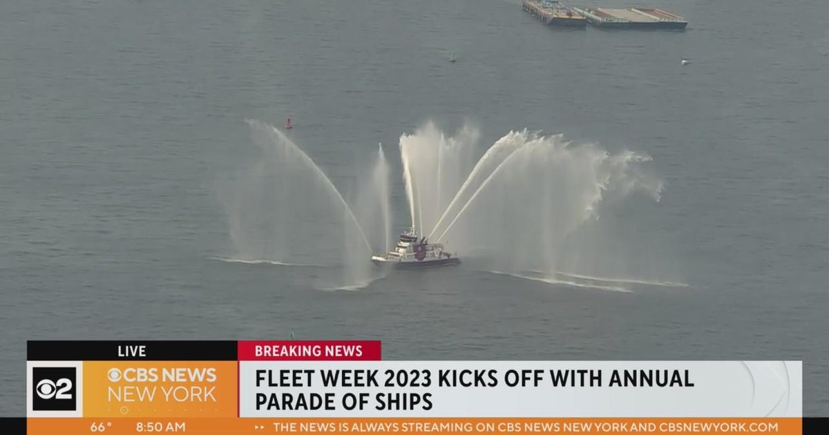 Fleet Week Fly Along: Chopper 2 over Parade of Ships - CBS New York