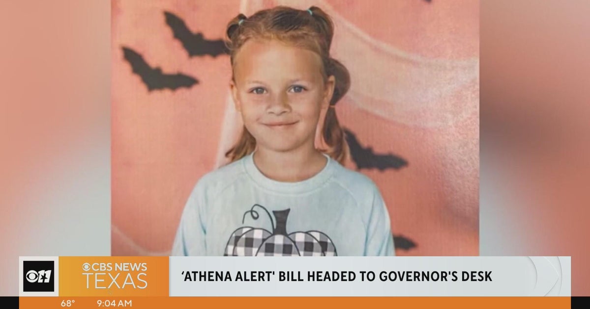 'Athena Alert' bill headed to governor's desk - CBS Texas