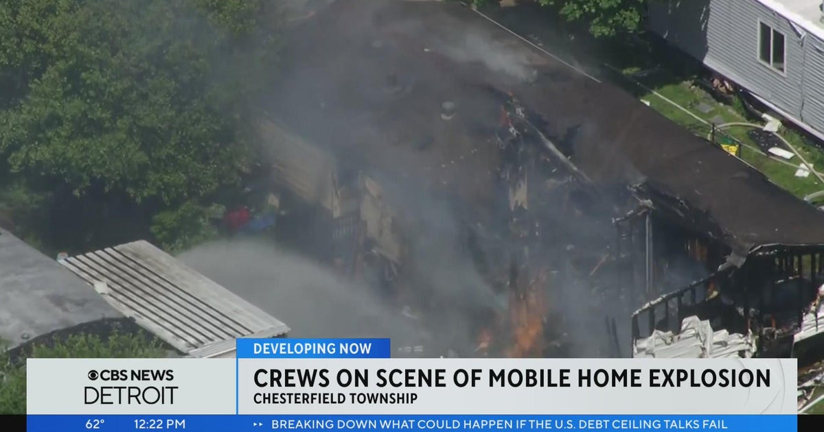 Crews on scene of mobile home explosion in Chesterfield Township - CBS ...