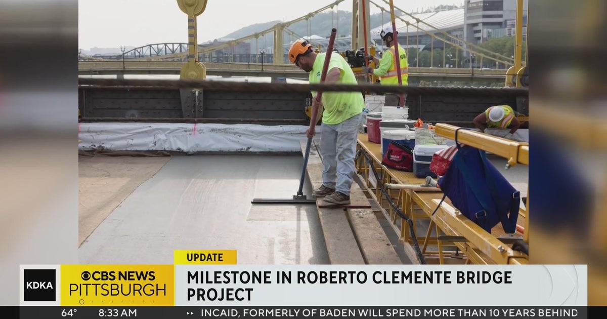 Concrete being poured on Clemente Bridge - CBS Pittsburgh