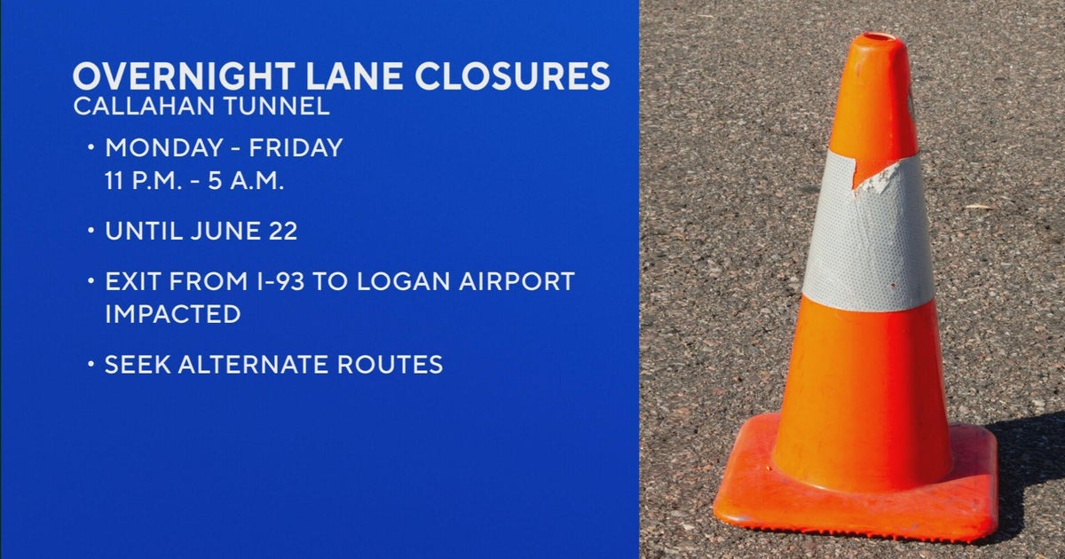 Overnight lane closures begin Monday night in Callahan Tunnel - CBS Boston