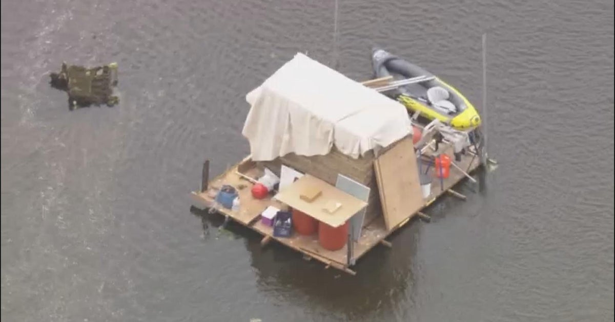 Apparent homeless encampment found floating around Ballona Creek - CBS ...