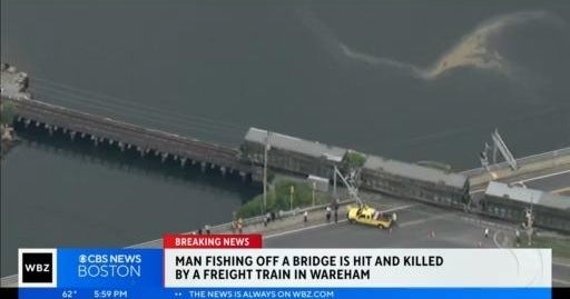 Man fishing off bridge hit and killed by train in Wareham - CBS Boston