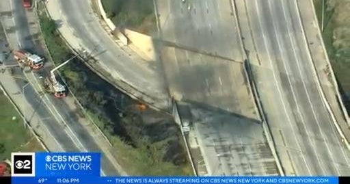 Large truck fire causes collapse on I-95 in Philadelphia - CBS New York