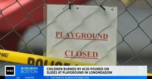 Children burned after acid dumped on playground slides in Longmeadow ...