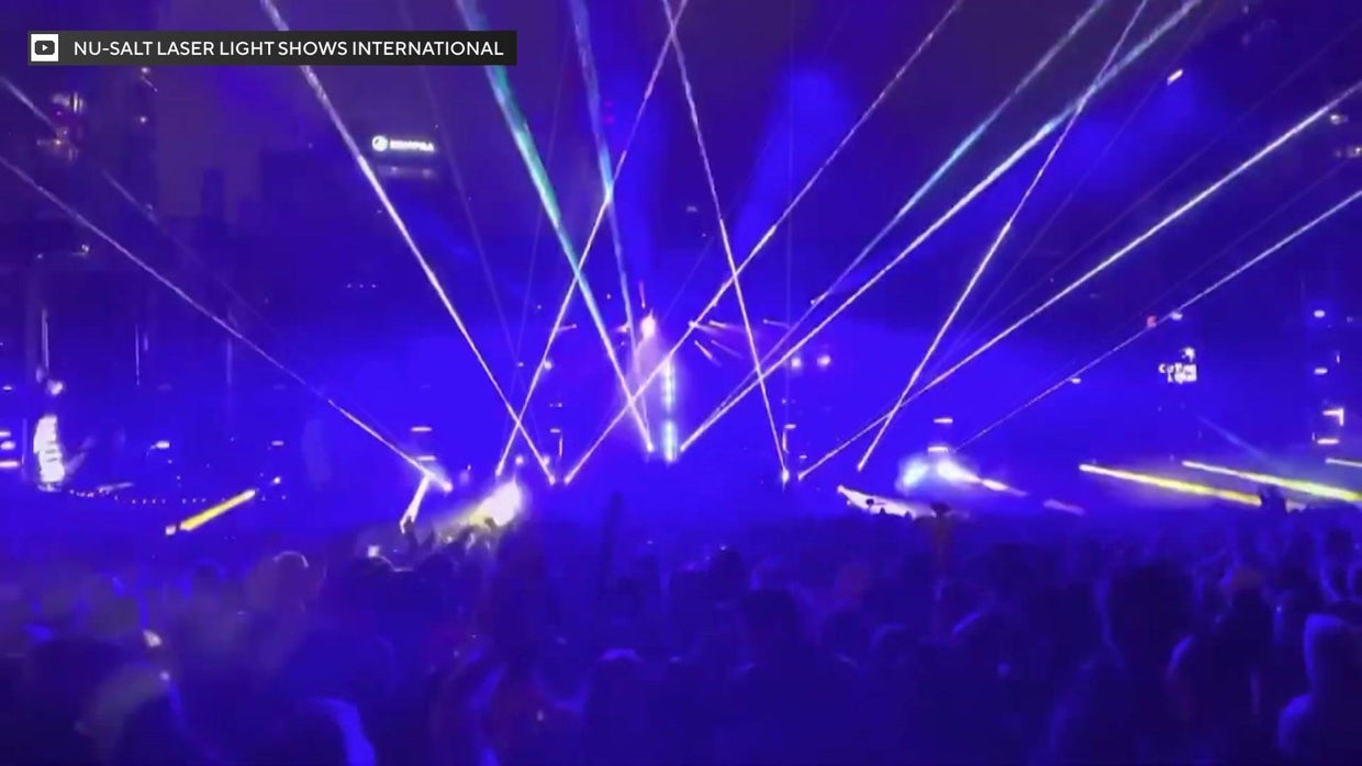 A sneak peek of the laser light show at Minneapolis' Boom Island - CBS ...