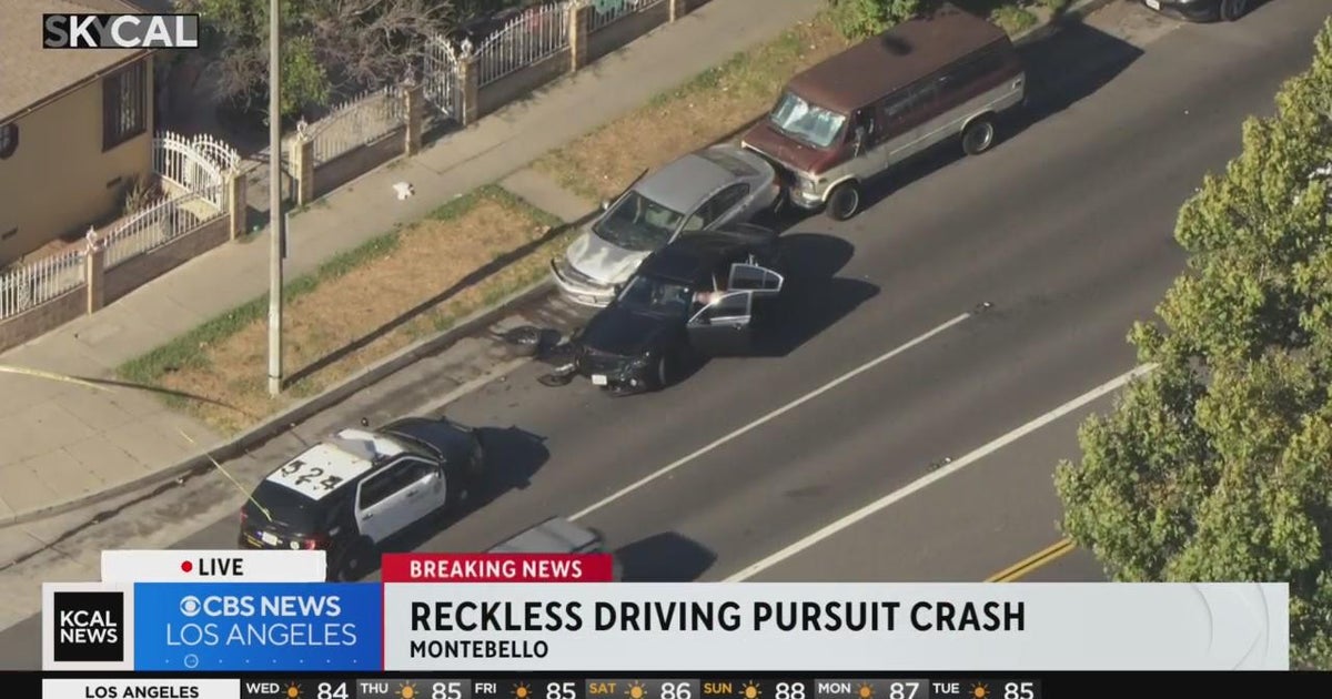 Reckless driver crashes while fleeing police in East LA - CBS Los Angeles