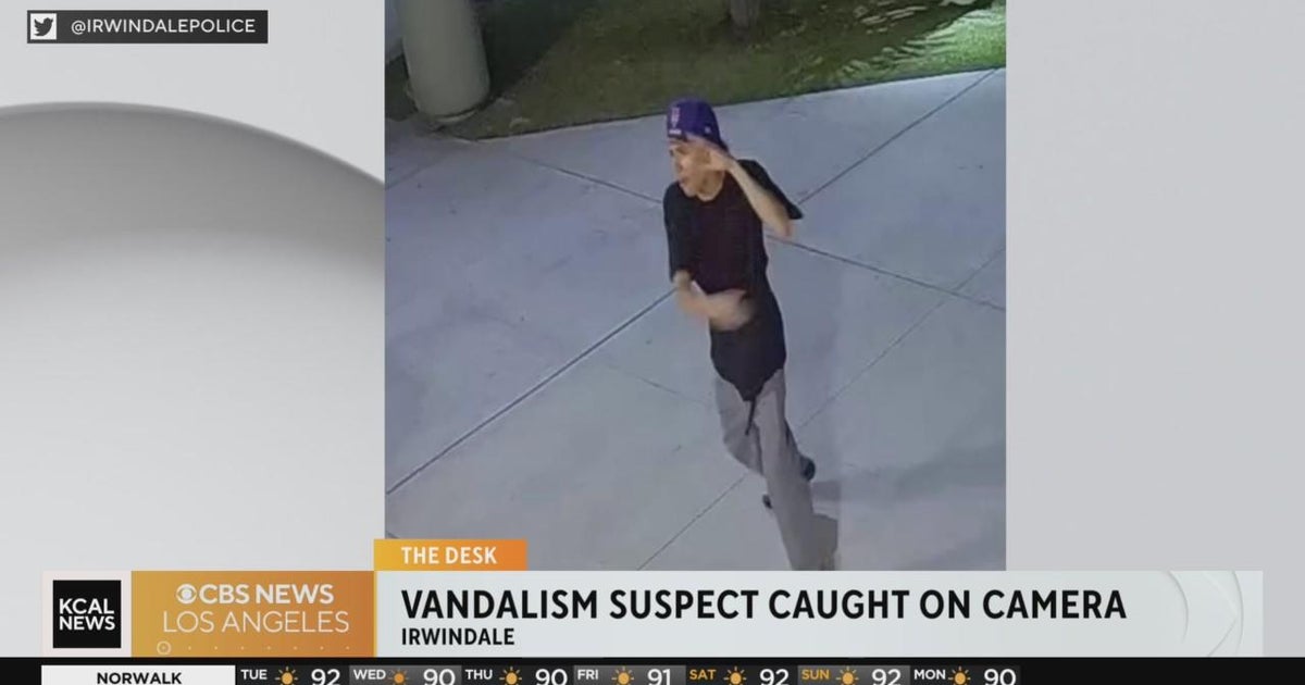 Vandal throws a rock through front glass doors of Irwindale Aquatic ...