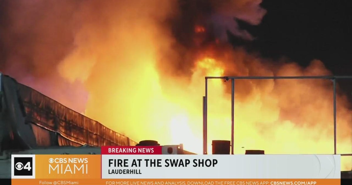 Early morning fire at Swap Shop in Lauderhill - CBS Miami