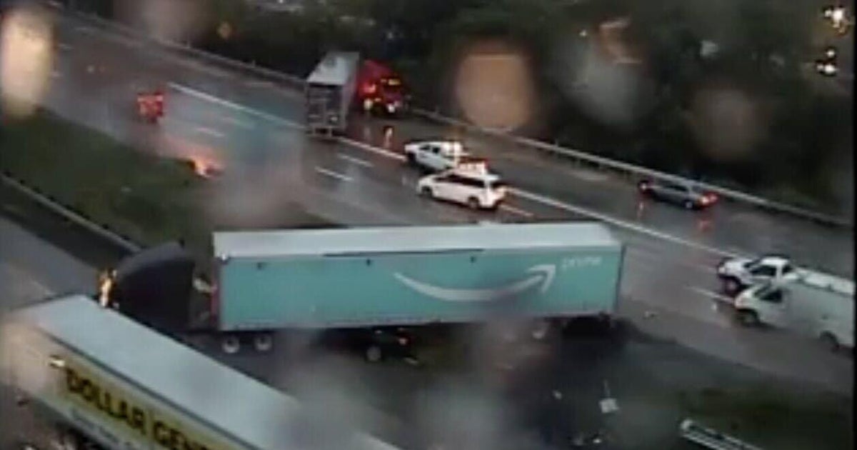 Crash involving 2 Amazon tractor-trailers causes delays on I-476 - CBS ...