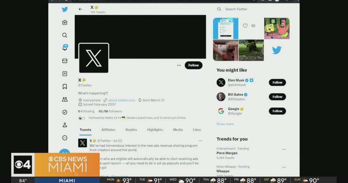 Twitter rebrands as X - CBS Miami