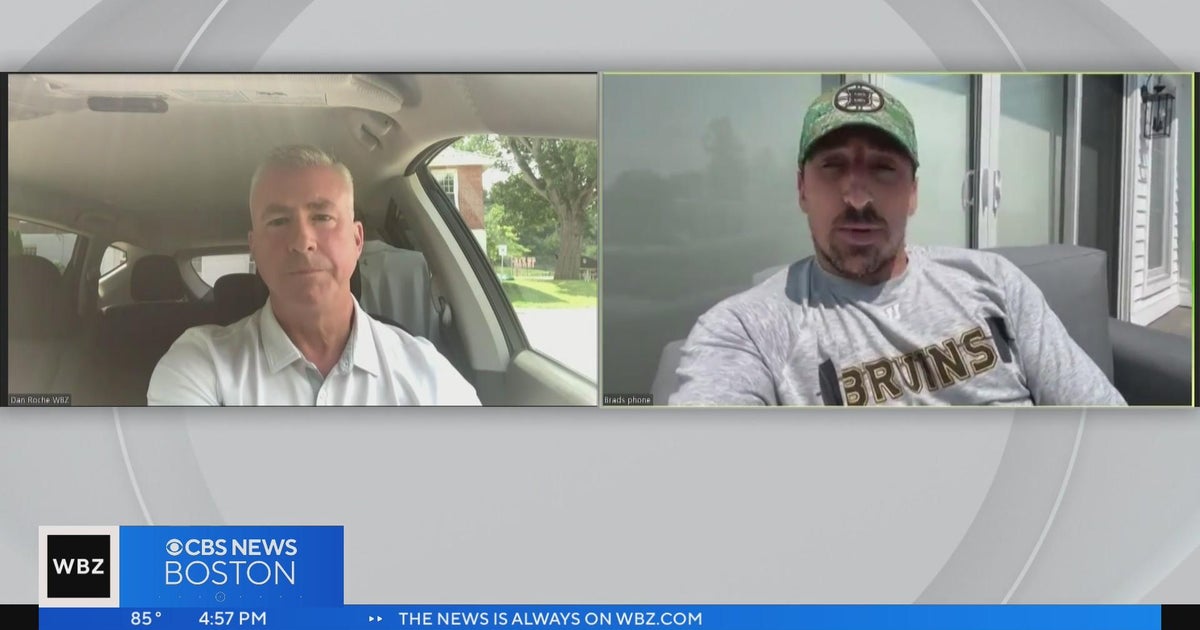 Brad Marchand reacts to Patrice Bergeron's retirement with Dan Roche ...