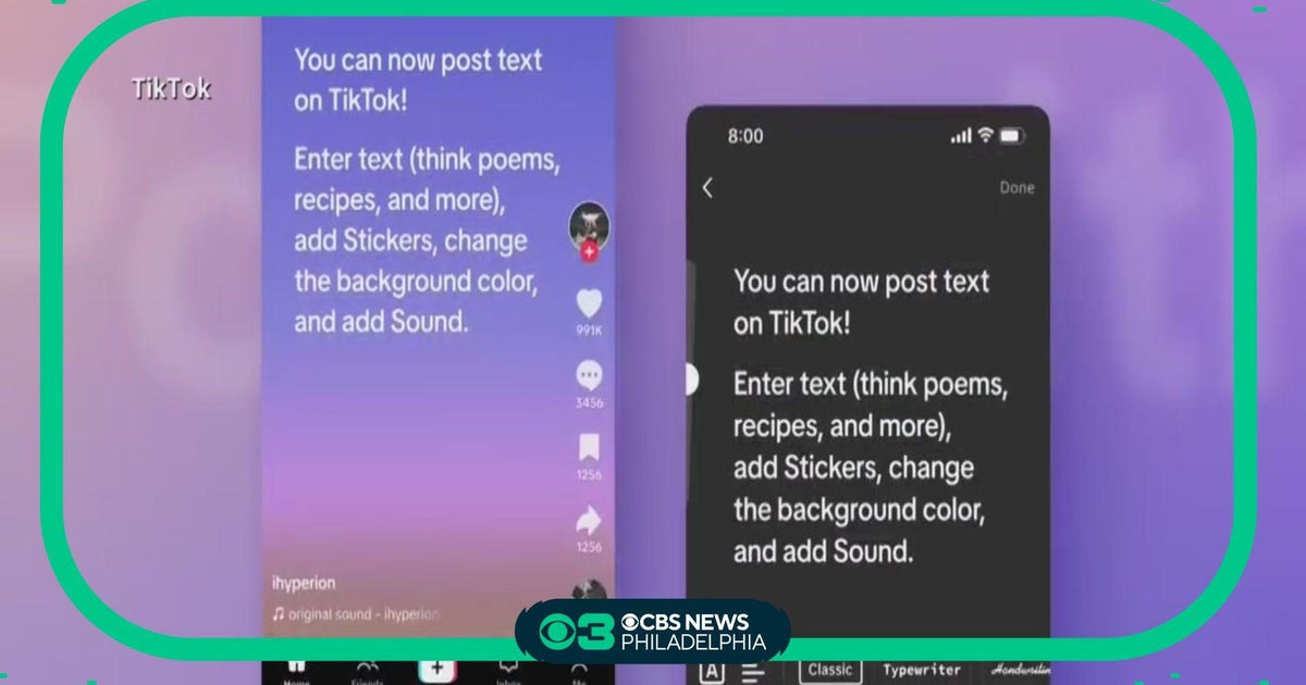 TikTok letting users post text-based messages with new update - CBS ...