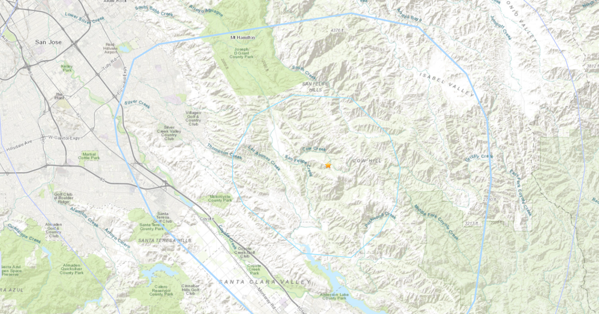 Magnitude 3.6 earthquake hits southeast of San Jose, USGS says - CBS ...