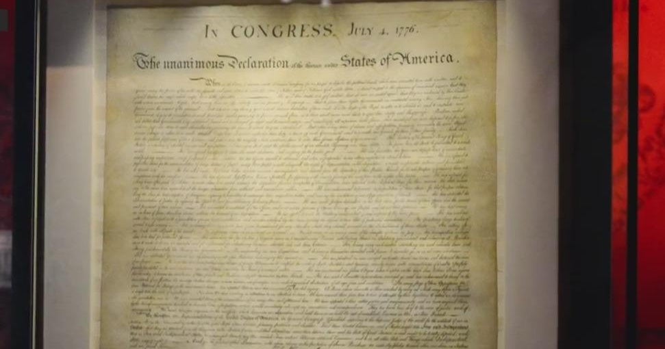 200-year-old engraved printing of the Declaration of Independence on ...