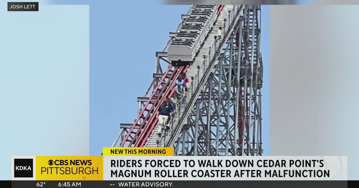 Riders get stuck on Magnum XL 200 at Cedar Point - CBS Pittsburgh