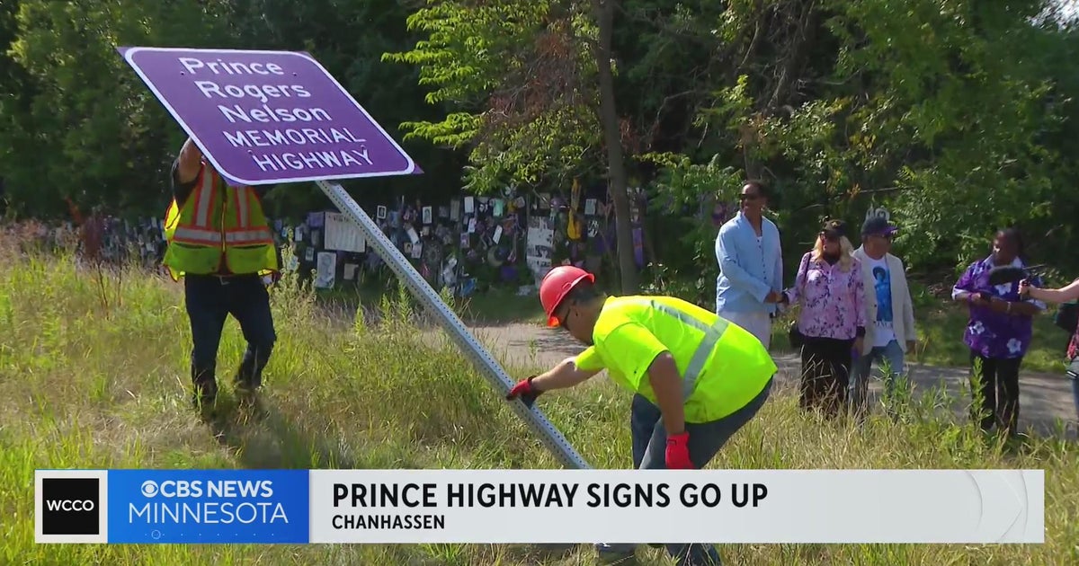 Prince highway sign officially goes up - CBS Minnesota