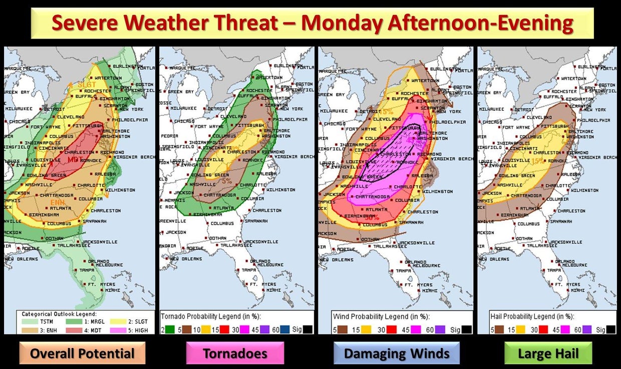 Severe weather sweeps east, knocking out power to more than 1 million ...