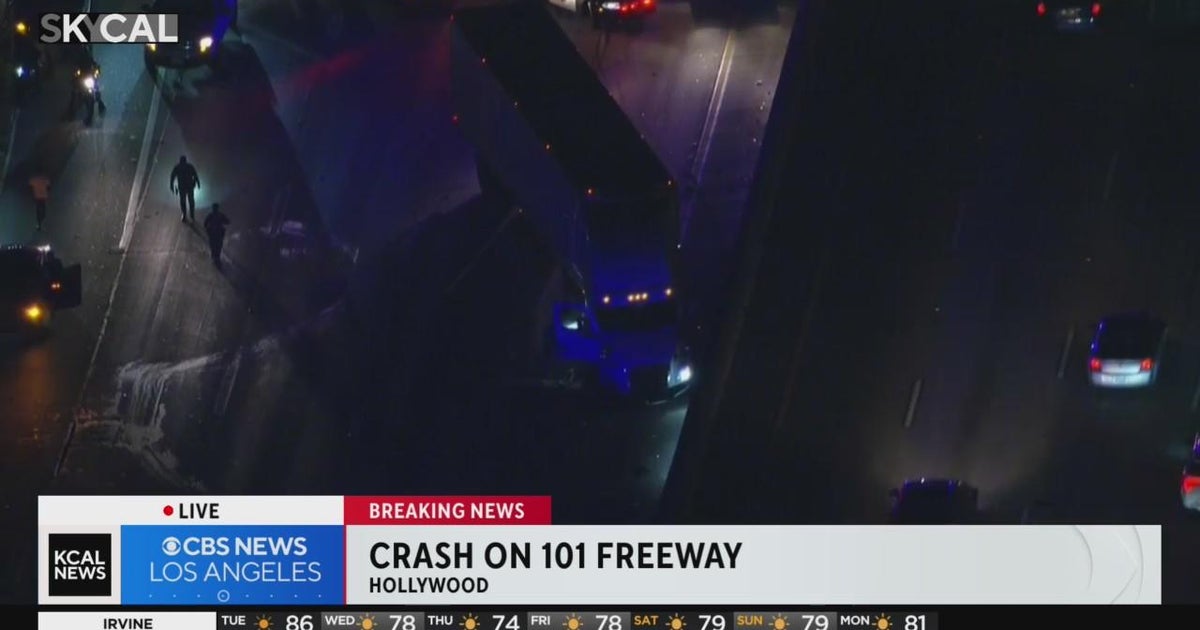 All lanes of northbound 101 Freeway closed after big rig crash - CBS ...