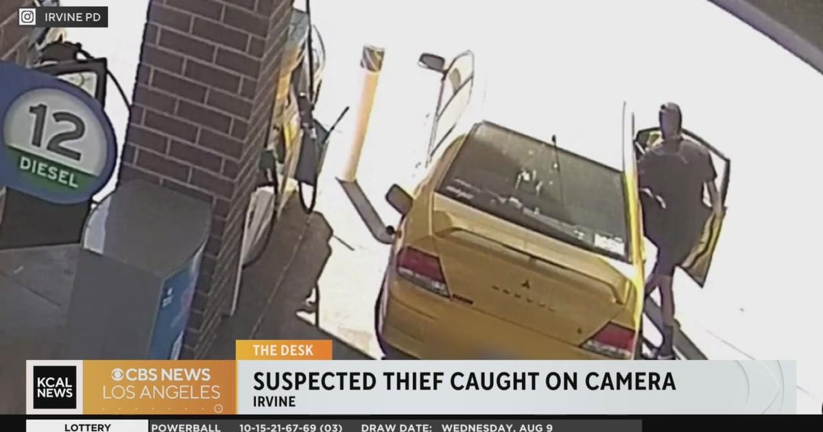 Irvine gas station thief steals camera from car - CBS Los Angeles