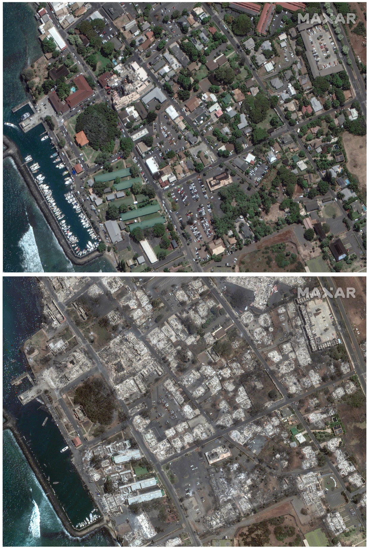 How much of Maui has burned in the wildfires? Aerial images show fire ...