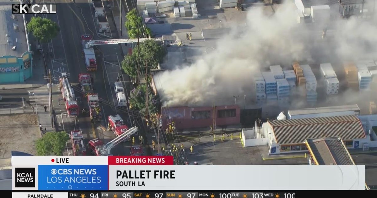 Pallet fire breaks out inside commercial building in South LA - CBS Los ...