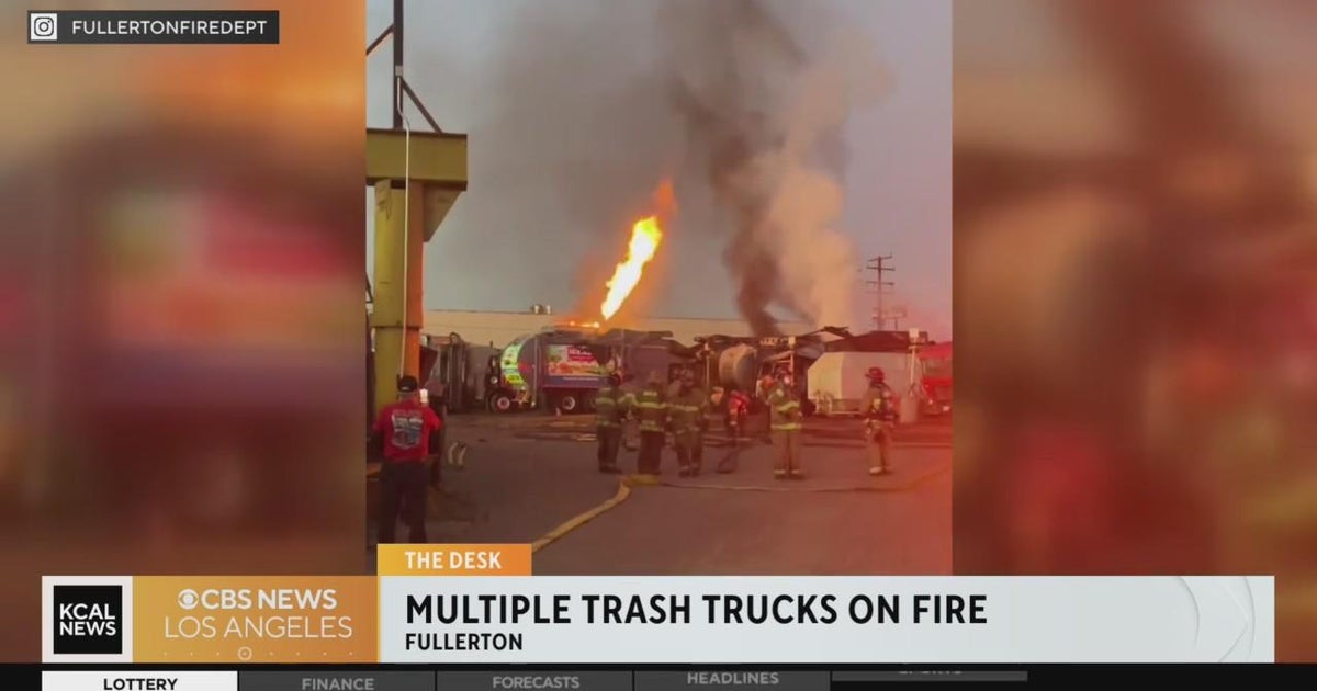 Fullerton Fire Department work to extinguish six trash trucks on fire ...
