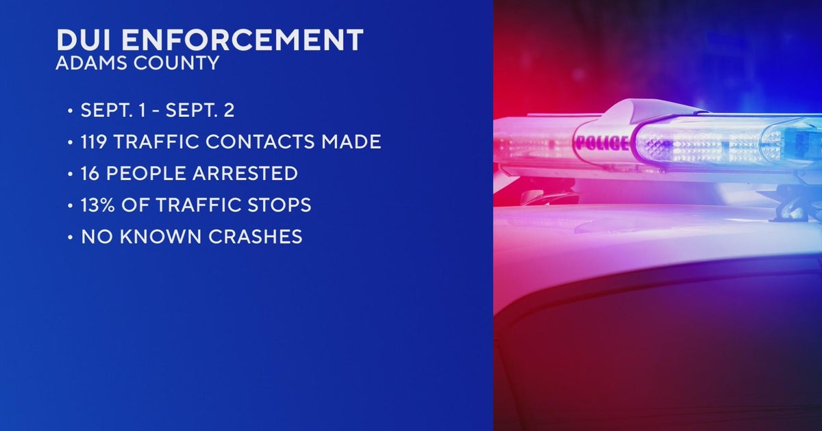 Adams County reports Labor Day weekend DUI enforcement numbers - CBS ...