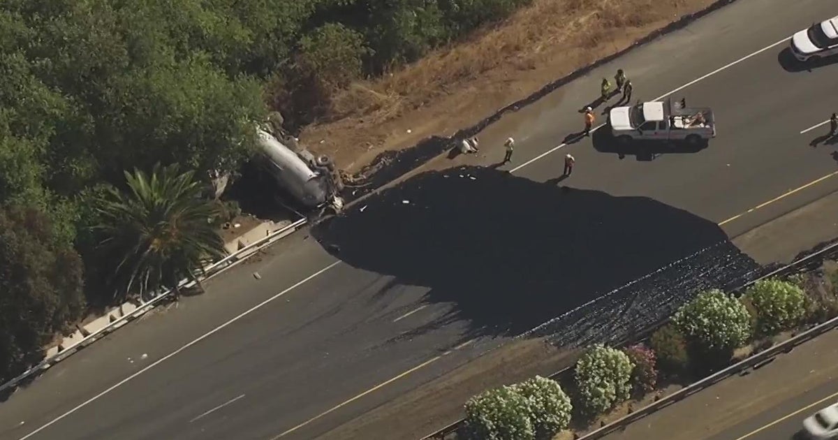 Tanker truck spill closes westbound Interstate 780 in Benicia - CBS San ...