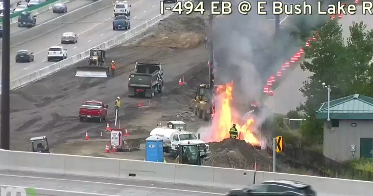 Utility pole catches fire in I-494 construction site in Bloomington ...