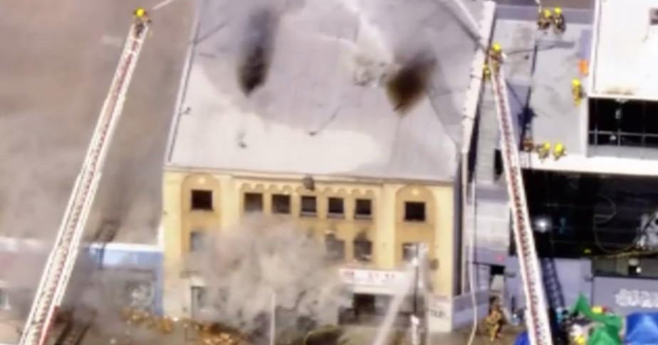 Crews battled 3-story commercial building fire downtown LA - CBS Los Angeles