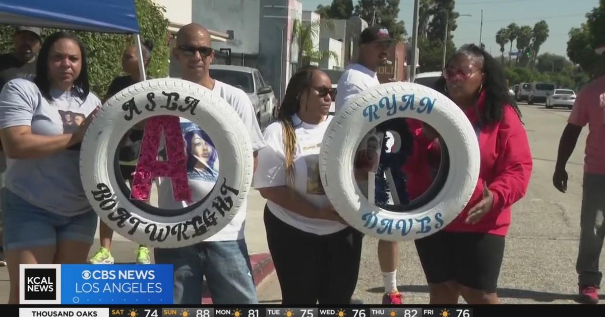 Families honor to place ghost tire memorial in Inglewood - CBS Los Angeles