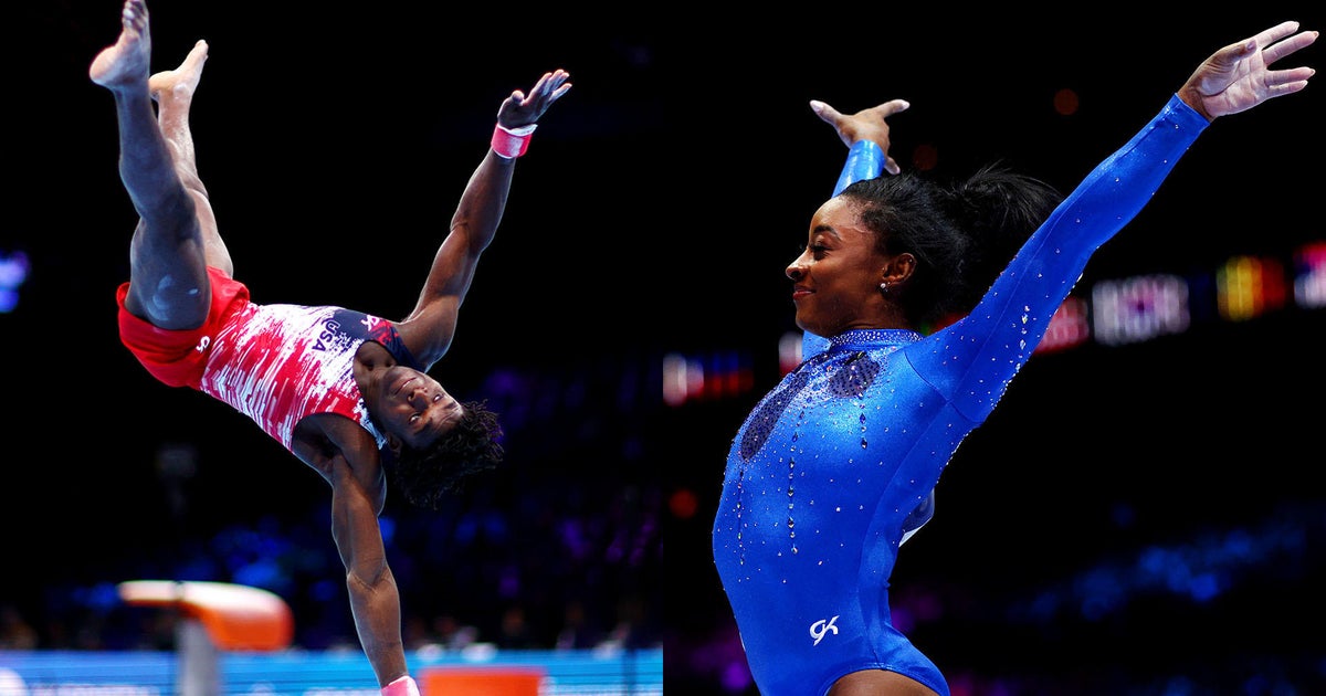 Watch Fred Richard and Simone Biles try to copy each other's gymnastics ...