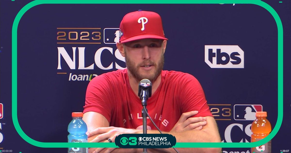Phillies' Pitcher Zack Wheeler talks to media after Game 5 win of NLCS ... Phillies' Pitcher Zack Wheeler talks to media after Game 5 win of NLCS ...