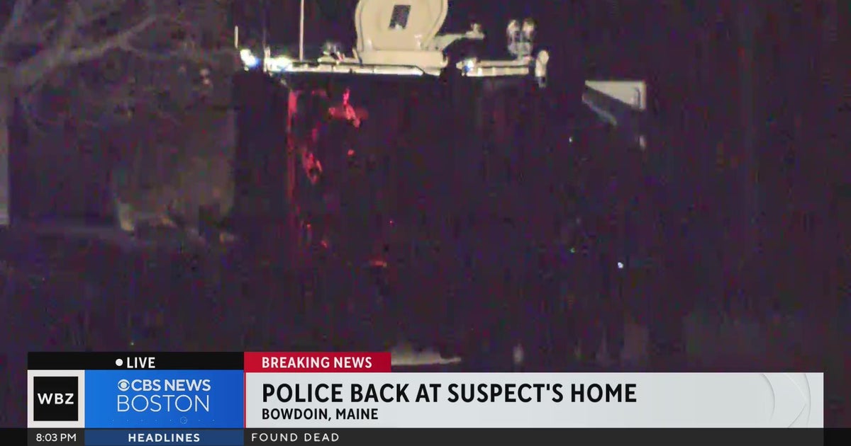 Police gather outside Bowdoin home in search for Robert Card - CBS Boston