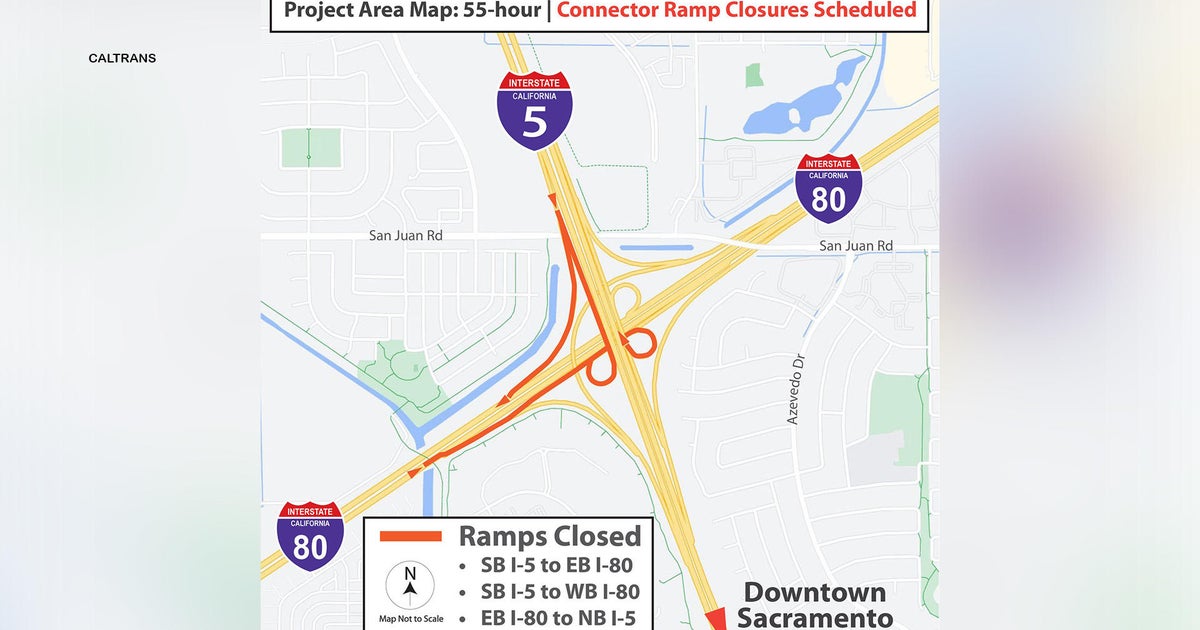 Natomas I-5 to I-80 connector ramps reopen nearly 12 hours early - CBS ...