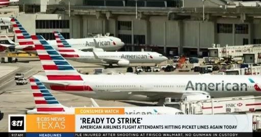American Airlines flight attendants hitting picket lines - CBS Texas