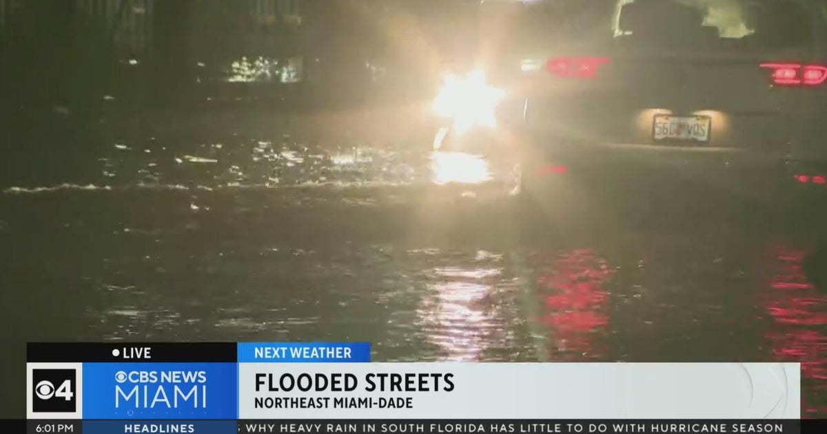 Flooded streets in Northeast Miami - CBS Miami