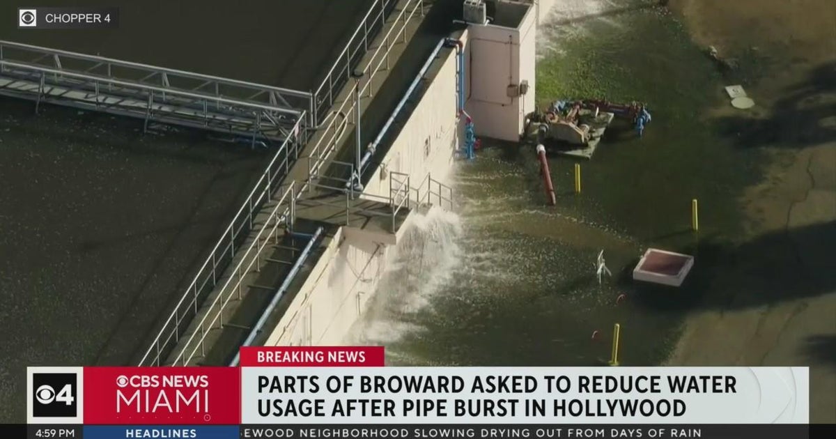 Pipe ruptured at wastewater treatment plant in Hollywood - CBS Miami