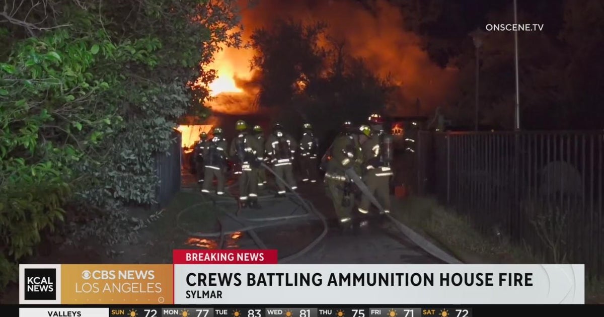 Crews successfully battle ammunition house fire in Sylmar - CBS Los Angeles