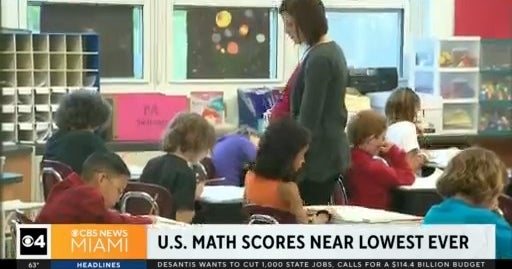 US Students math scores reach near lowest ever - CBS Miami